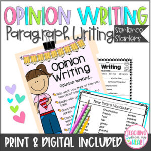 Opinion Paragraph Writing Sentence Starters, with New Year 2023 ...