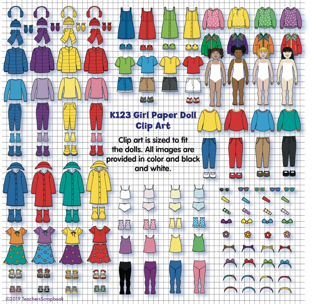K123 Girl Paper Doll Clip Art | Made By Teachers