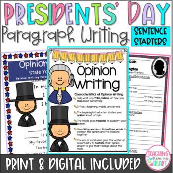 Presidents' Day Opinion and Informational Paragraph Writing Sentence ...