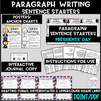 Presidents' Day Opinion and Informational Paragraph Writing Sentence ...