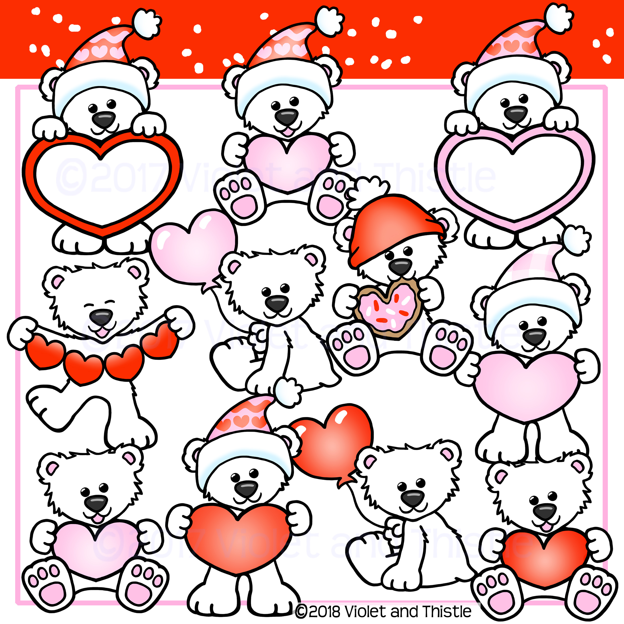 Valentine Polar Bear Clipart Super Cute Polar Bears Valentine's Day ...