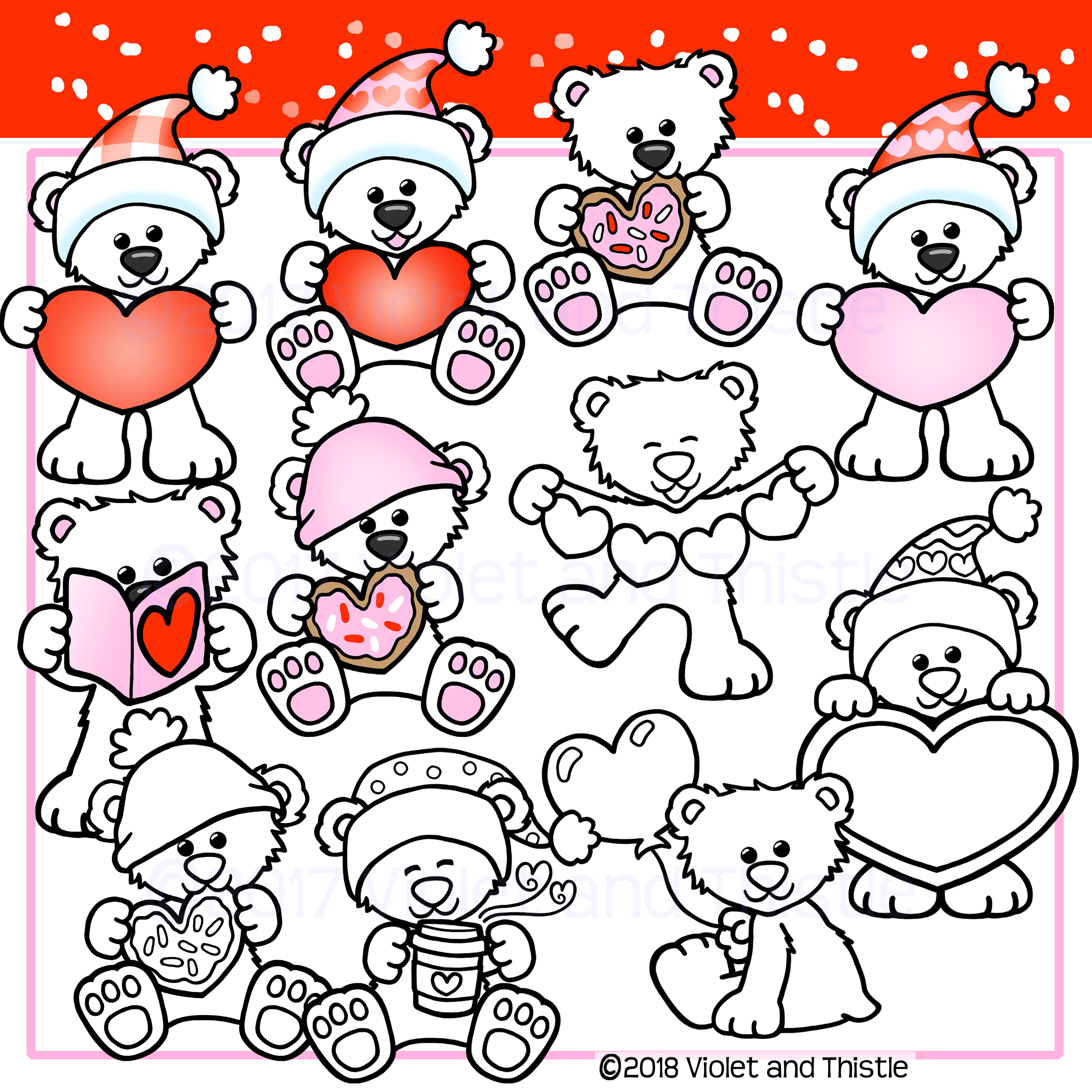 Valentine Polar Bear Clipart Super Cute Polar Bears Valentine's Day ...