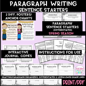 Spring Paragraph Writing Sentence Starters and Craft Activities | Made ...