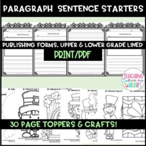 St. Patrick's Day Paragraph Writing Sentence Starters Frames and Craft ...