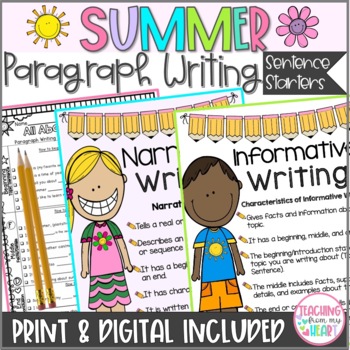 Summer Paragraph Writing Sentence Starters and Craft Activities | Made ...