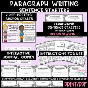 Summer Paragraph Writing Sentence Starters and Craft Activities | Made ...