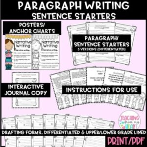 Thanksgiving Paragraph Writing Sentence Starters and Craft Activity ...