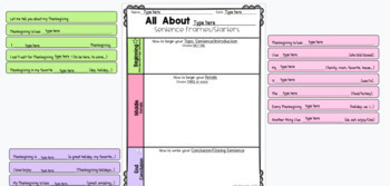 Thanksgiving Paragraph Writing Sentence Starters and Craft Activity ...