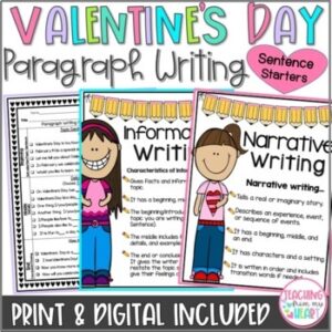 Valentine's Day Paragraph Writing Sentence Starters Frames and Craft ...