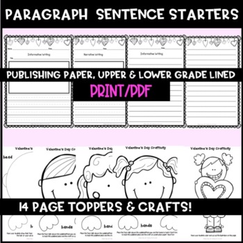 Valentine's Day Paragraph Writing Sentence Starters Frames and Craft ...