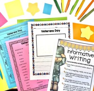 Veterans Day Writing Sentence Starters Frames Paragraph Writing Digital ...