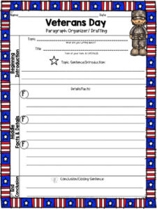 Veterans Day Writing Sentence Starters Frames Paragraph Writing Digital ...