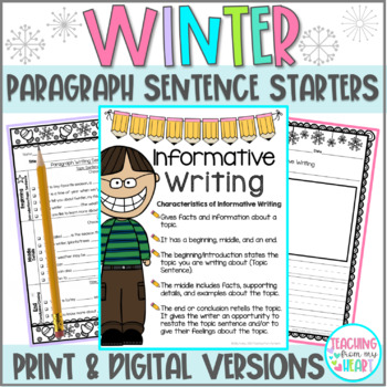 Winter Paragraph Writing Sentence Starters and Craft Activity | Made By ...