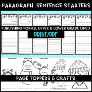 Winter Paragraph Writing Sentence Starters and Craft Activity | Made By ...