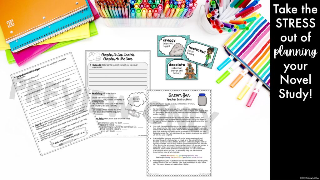 The BFG Novel Study Unit | Comprehension and Vocabulary with Activities ...