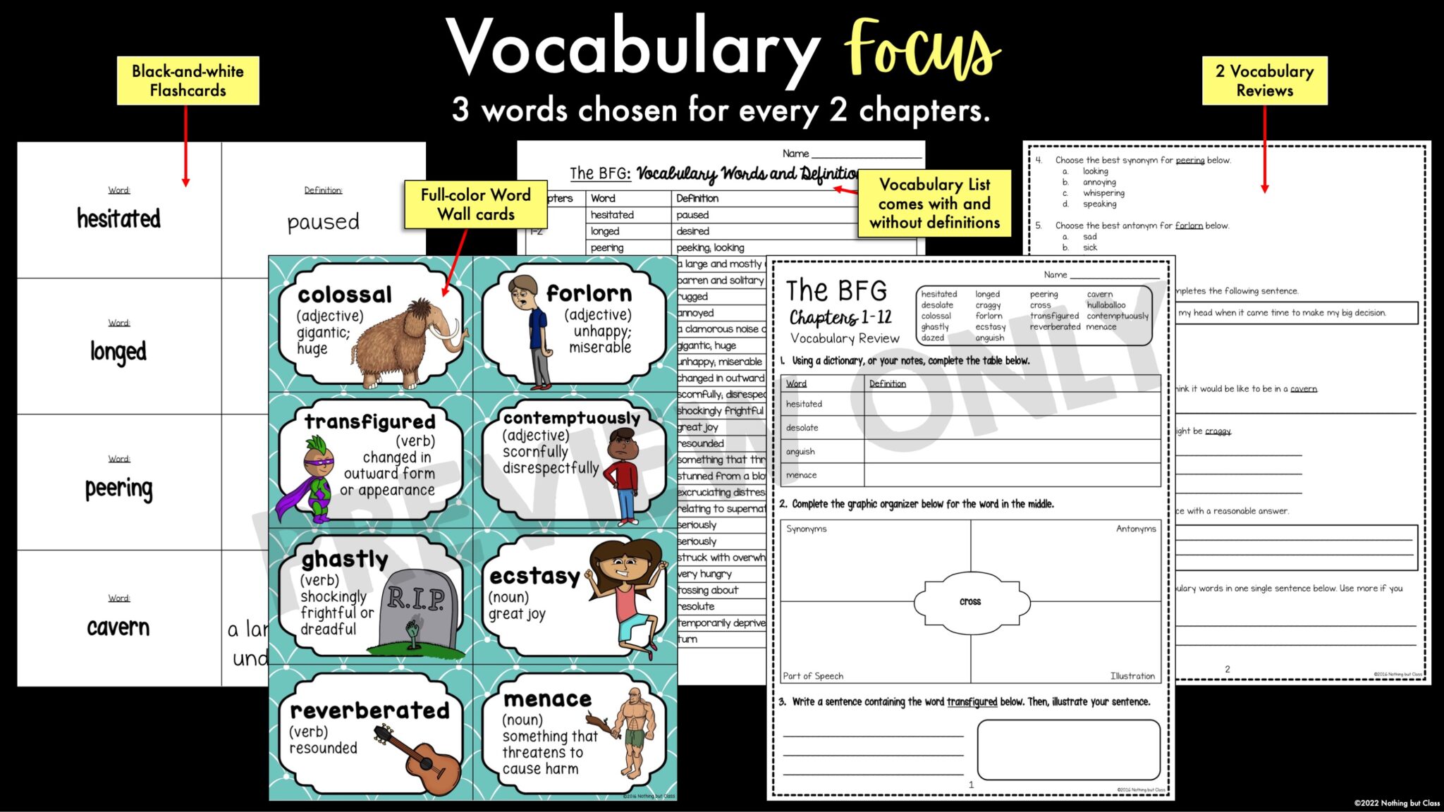 The BFG Novel Study Unit | Comprehension and Vocabulary with Activities ...