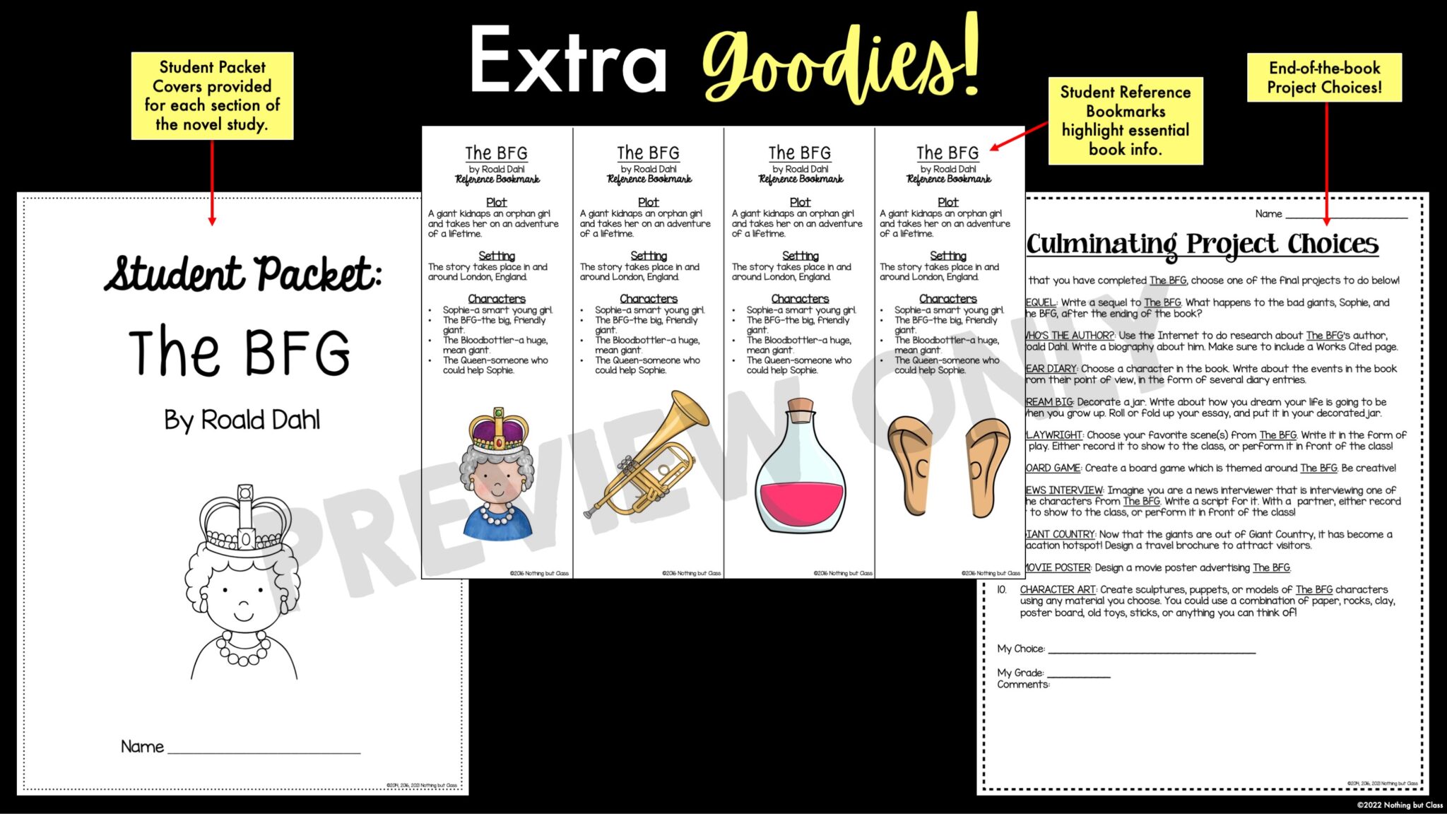 The BFG Novel Study Unit | Comprehension and Vocabulary with Activities ...