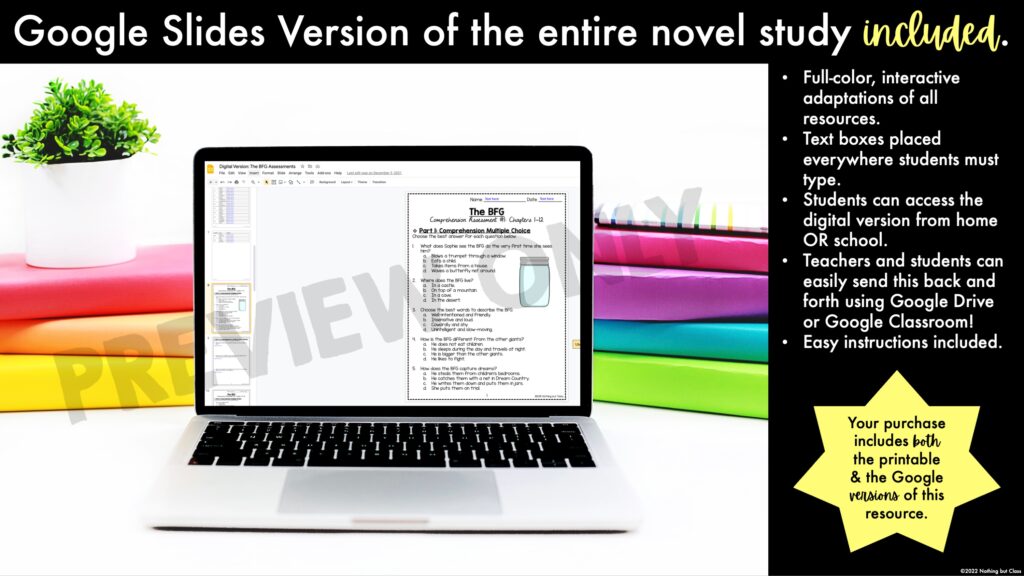 The BFG Novel Study Unit | Comprehension and Vocabulary with Activities ...