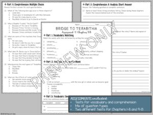 Bridge to Terabithia Novel Study Unit | Comprehension and Vocabulary ...
