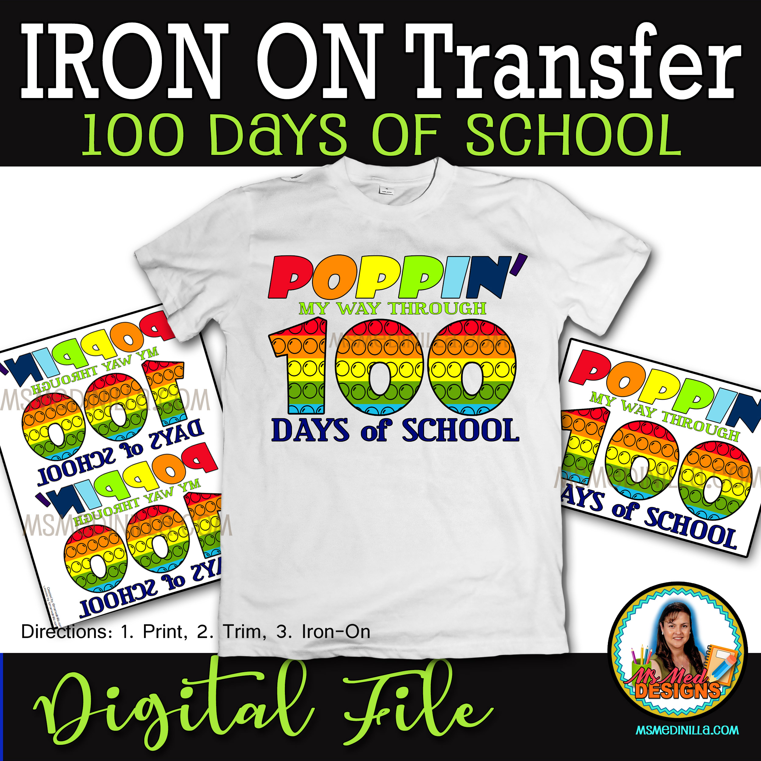 100th Day of School Iron on Transfer, Instant Download | Made By Teachers