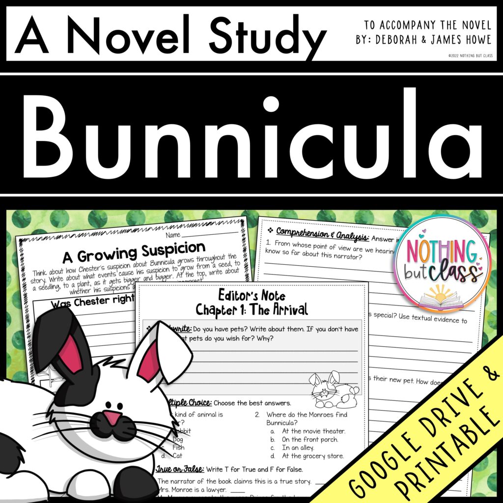 Bunnicula Novel Study Unit | Comprehension and Vocabulary with ...