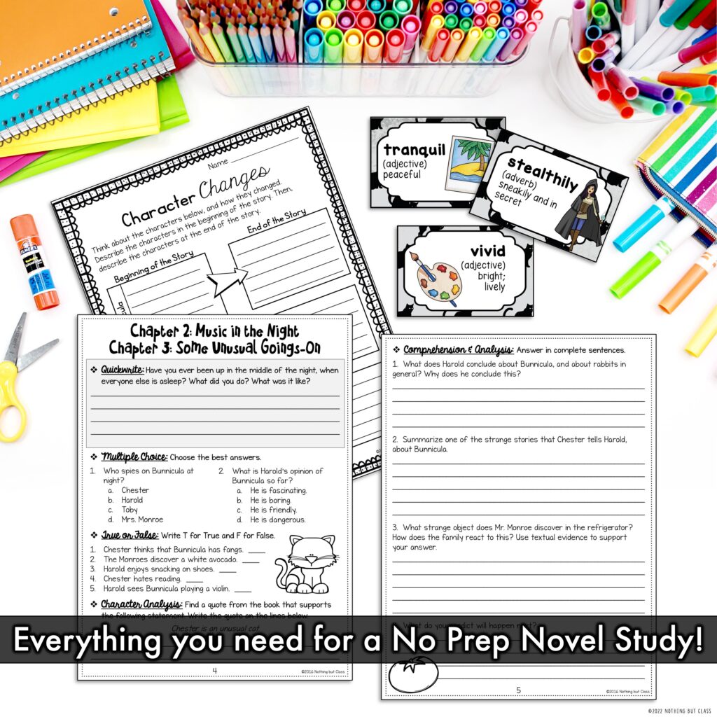 Bunnicula Novel Study Unit | Comprehension and Vocabulary with ...