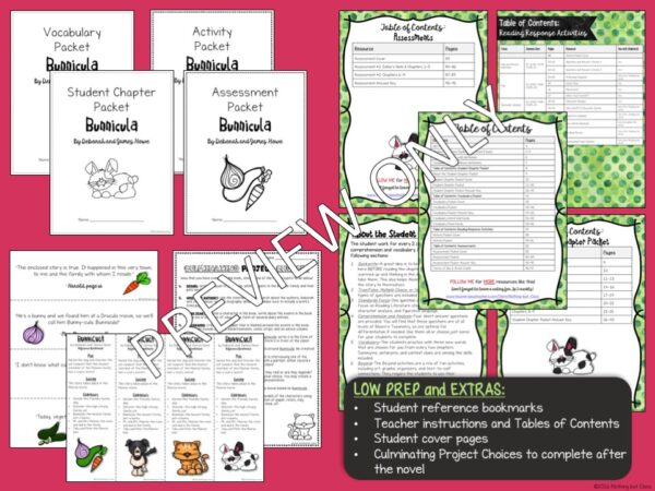 Bunnicula Novel Study Unit | Comprehension and Vocabulary with ...