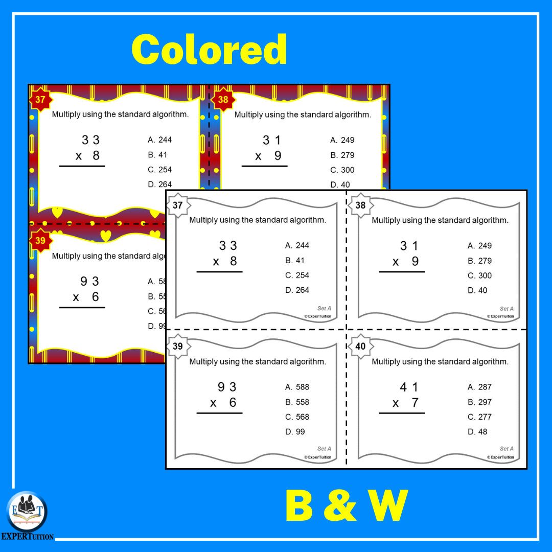 2 Digit by 1 Digit Multiplication Task Cards | Made By Teachers