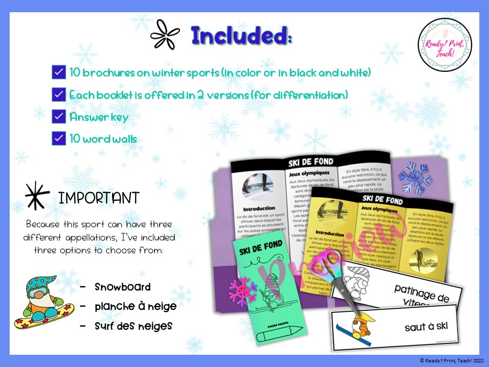 French Winter Sports Close reading passages Olympic Games Hands-on ...