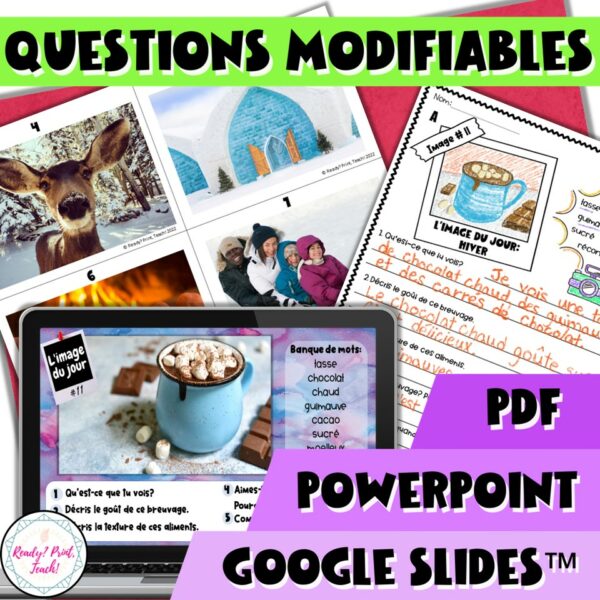 French winter discussion prompts Hiver pictures sentences building ...