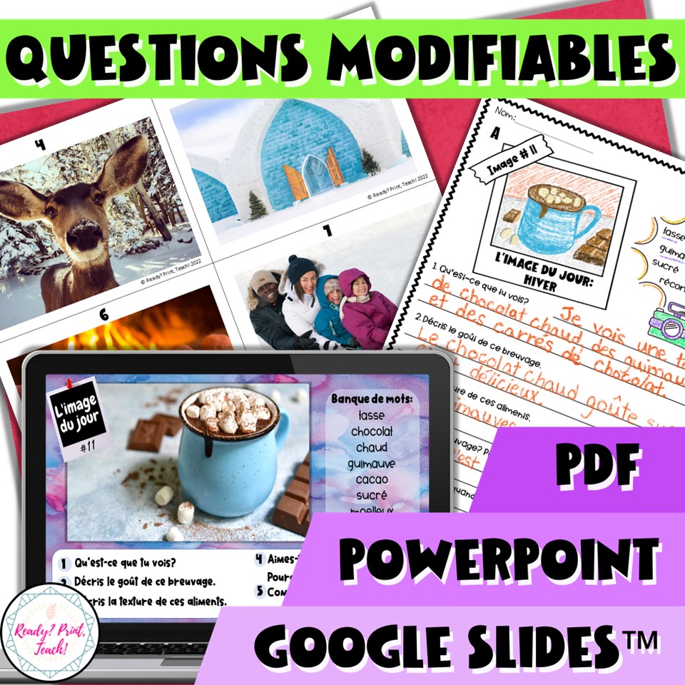 French winter discussion prompts Hiver pictures sentences building ...