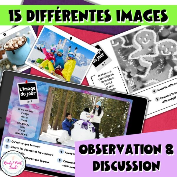 French winter discussion prompts Hiver pictures sentences building ...
