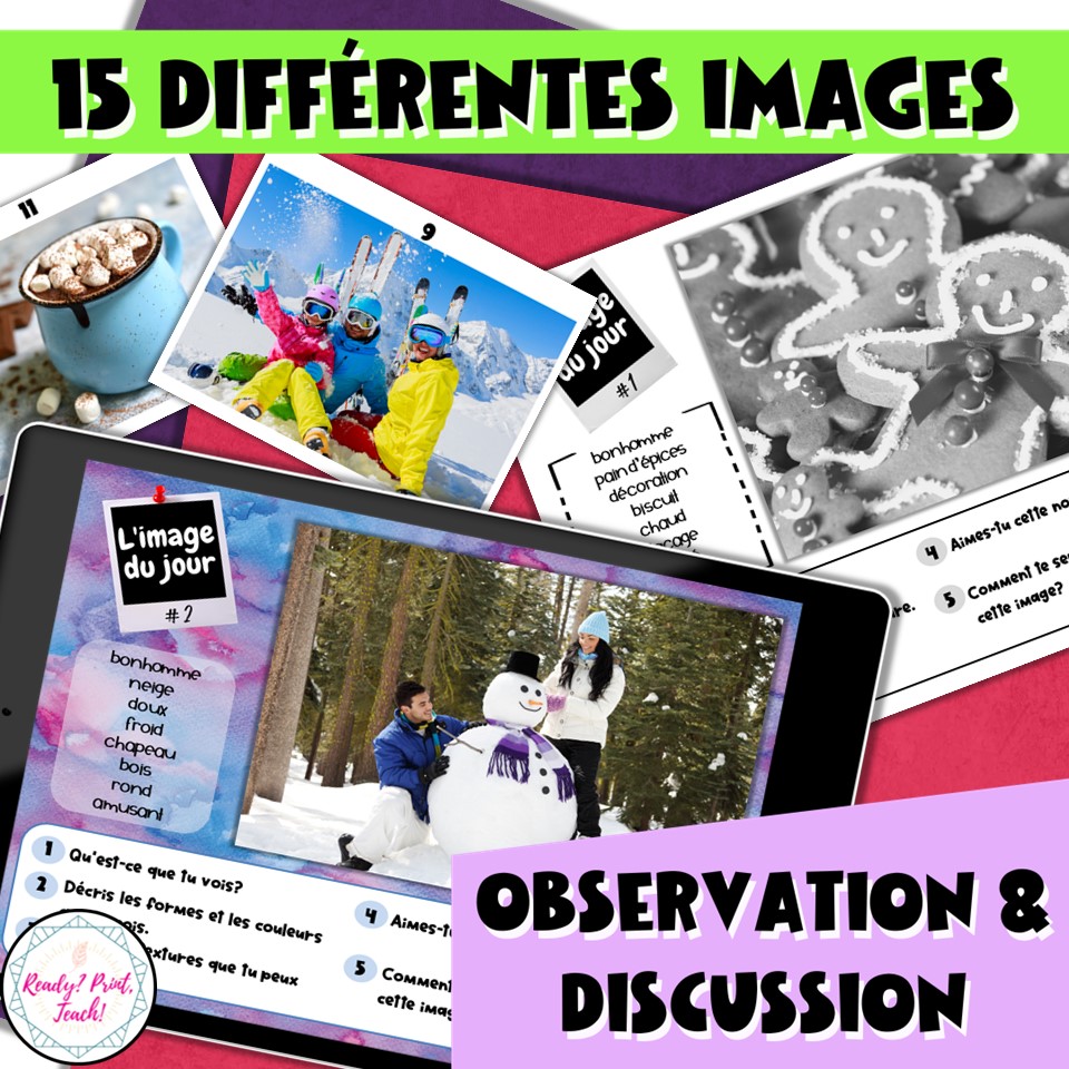 French winter discussion prompts Hiver pictures sentences building ...