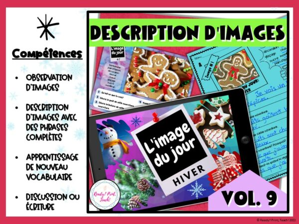 French winter discussion prompts Hiver pictures sentences building ...