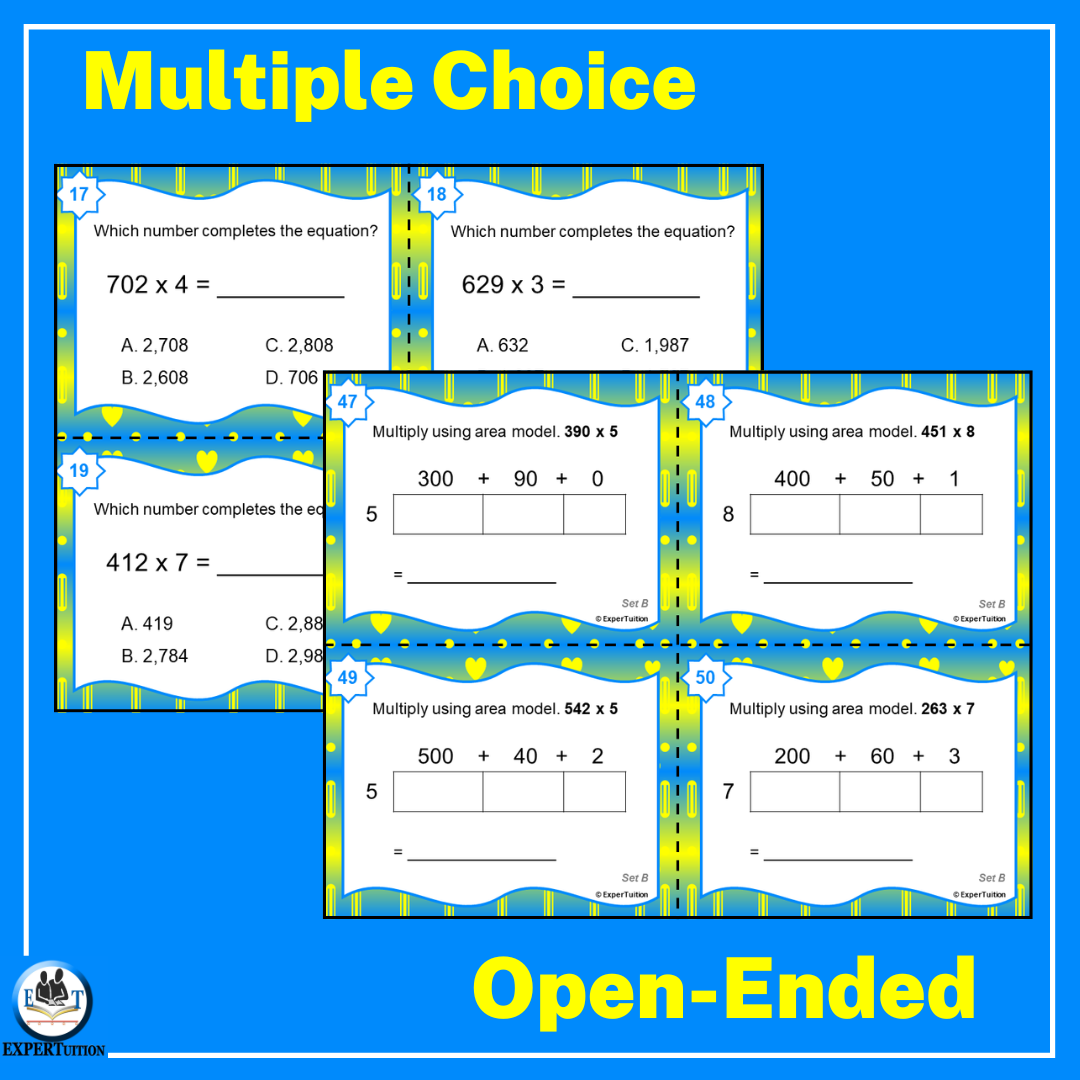 3 Digit by 1 Digit Multiplication Practice Task Cards | Made By Teachers
