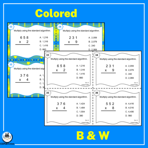 3 Digit by 1 Digit Multiplication Practice Task Cards | Made By Teachers