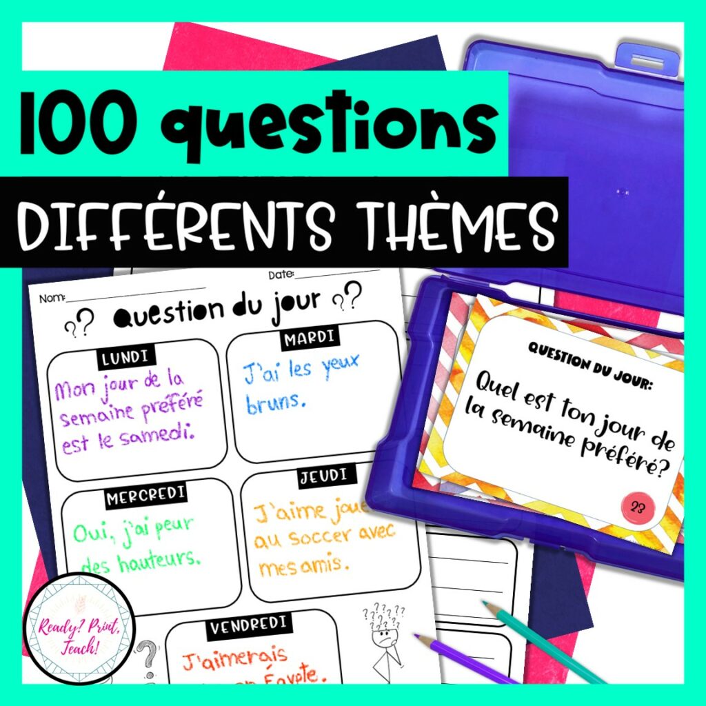 French 100 questions Morning routine Speaking prompts Editable PDF ...