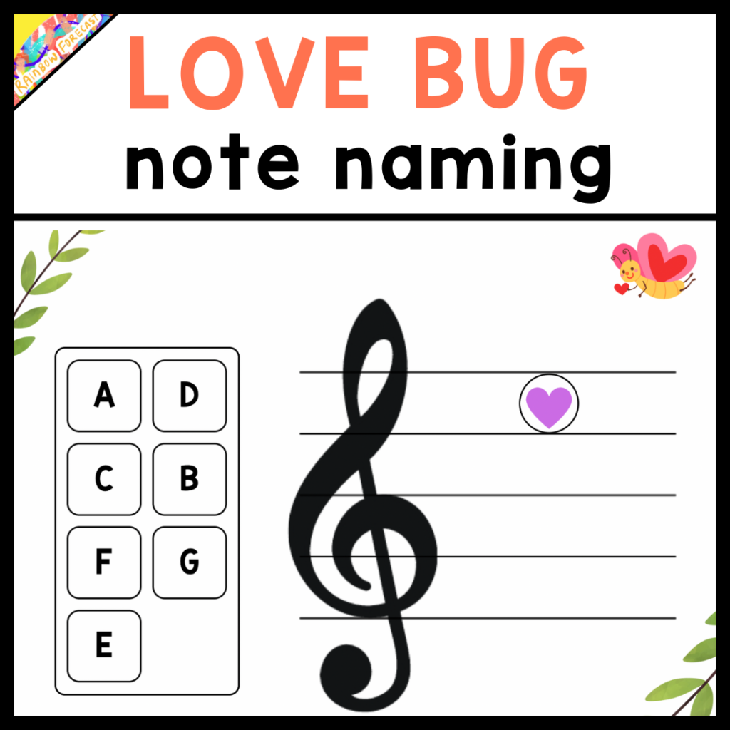 Valentines Treble Note Identification, Beginner Elementary Music ...