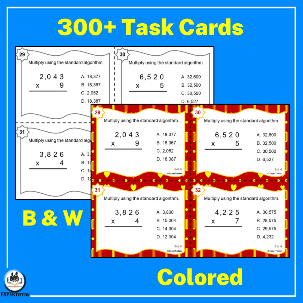 Multi-Digit Multiplication Worksheets and Task Cards Bundle | Made By ...