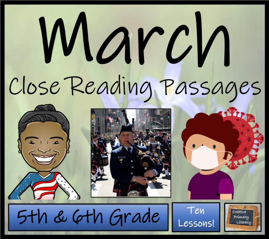 March Close Reading Comprehension Passages | 5th Grade & 6th Grade ...