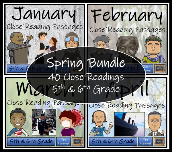 Spring Close Reading Comprehension Book Bundle | 5th Grade & 6th Grade ...
