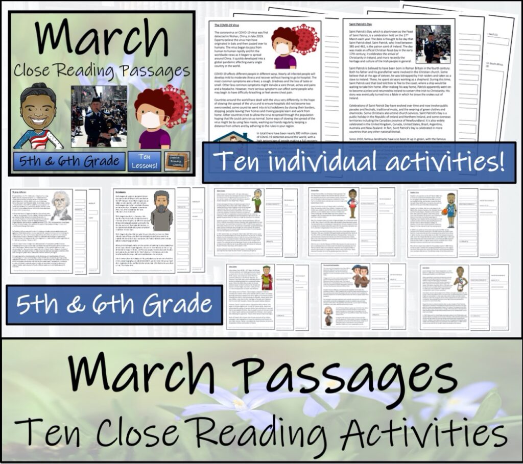 Spring Close Reading Comprehension Book Bundle | 5th Grade & 6th Grade ...
