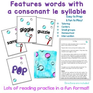 Consonant le - Final Stable Syllable - Game - Orton Gillingham | Made ...