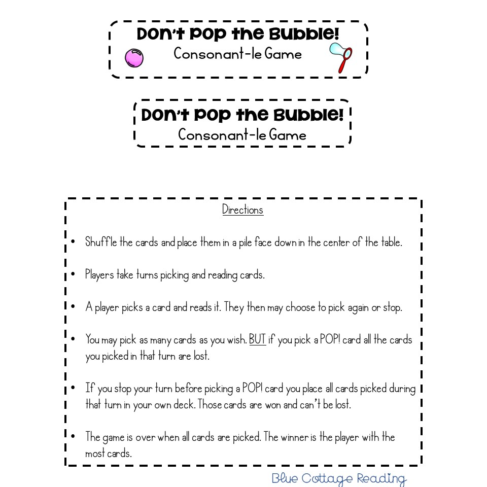 Consonant le - Final Stable Syllable - Game - Orton Gillingham | Made ...