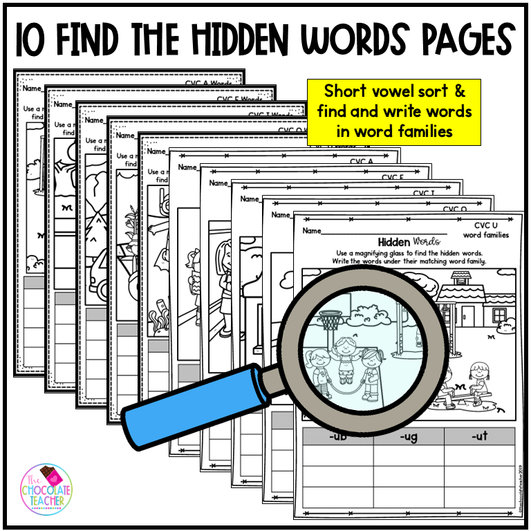 CVC Words - Phonics Worksheets - Word Sorts - Hidden Words | Made By ...