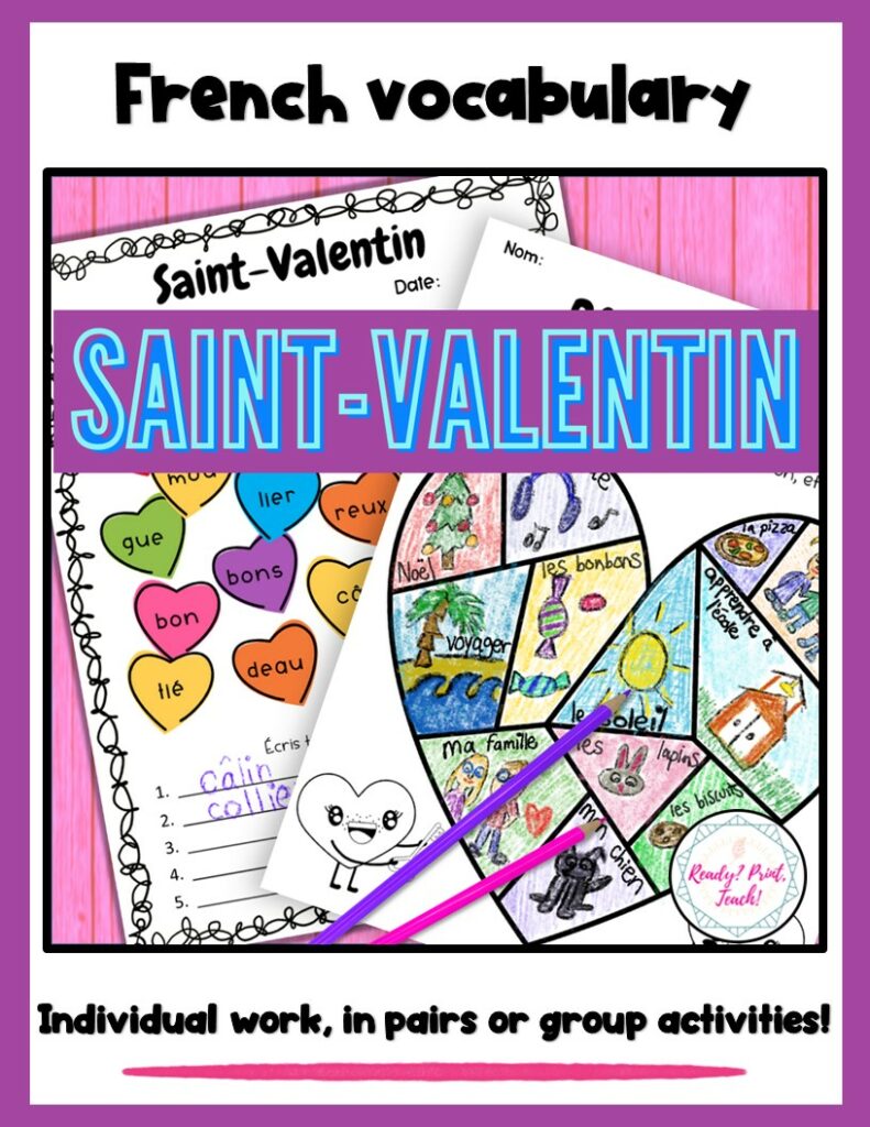 French Valentine's Day Vocabulary Speaking activities Writing AUDIO ...