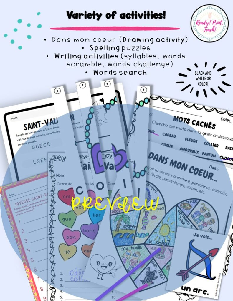 French Valentine's Day Vocabulary Speaking activities Writing AUDIO ...