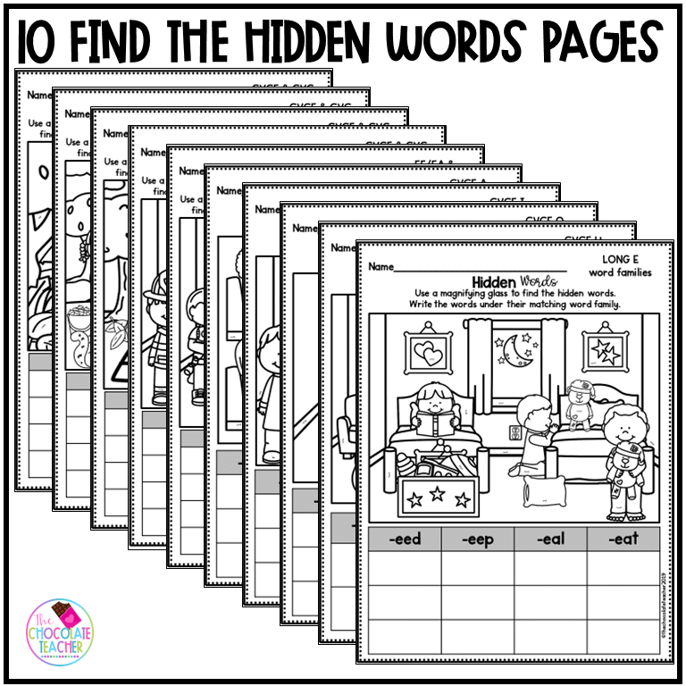 CVCE Words - EE and EA - Phonics Worksheets - Word Sorts - Hidden Words ...