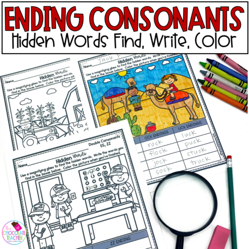Ending Blends - Double Consonants - Phonics Worksheets - Hidden Words ...