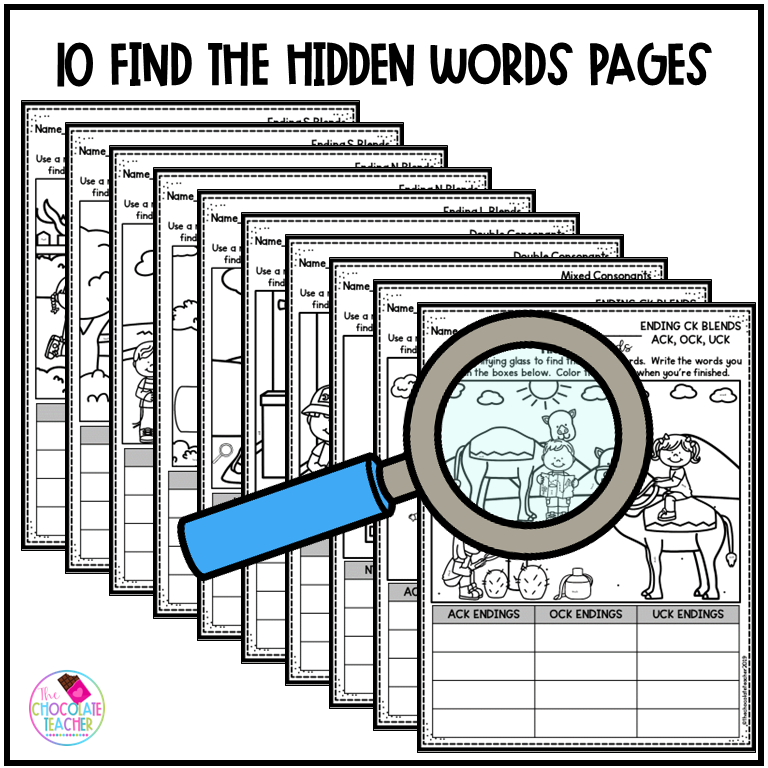 Ending Blends - Double Consonants - Phonics Worksheets - Hidden Words ...